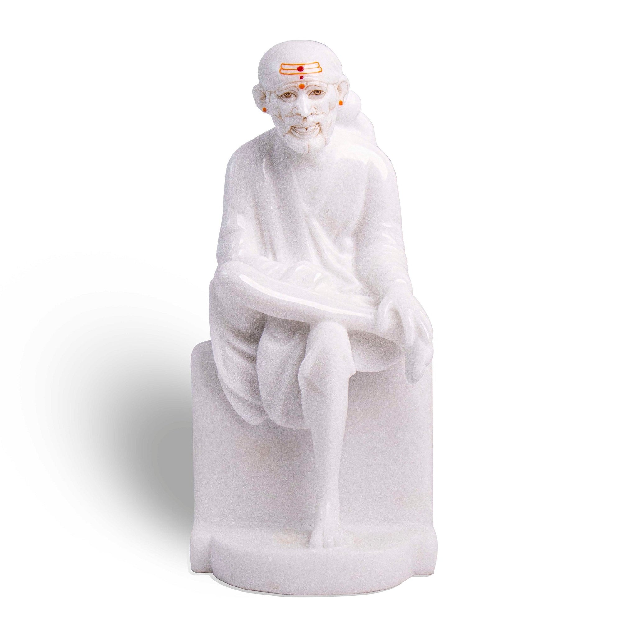 Sai Baba, 9 Inches, White Marble Statue - Handicraft Bazaar